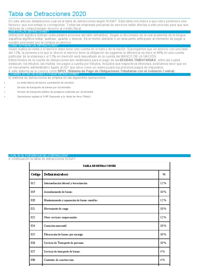 Tazas de Detraccion | PDF | Bancos | Impuestos Tazas de Detraccion | PDF | Bancos | Impuestos