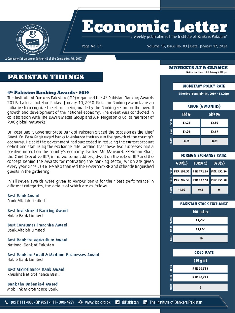Economic Letter: International Scenario Pakistan Tidings | Download ...