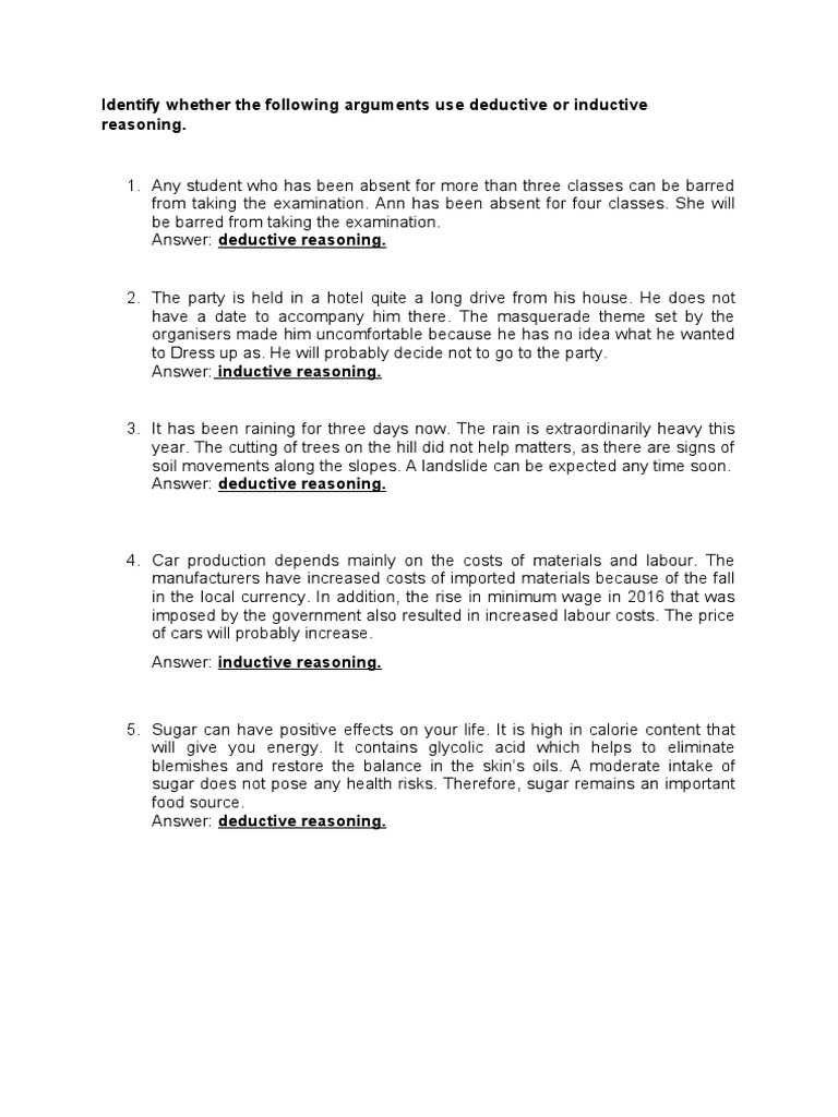 Inductive and Deductive Reasoning | PDF