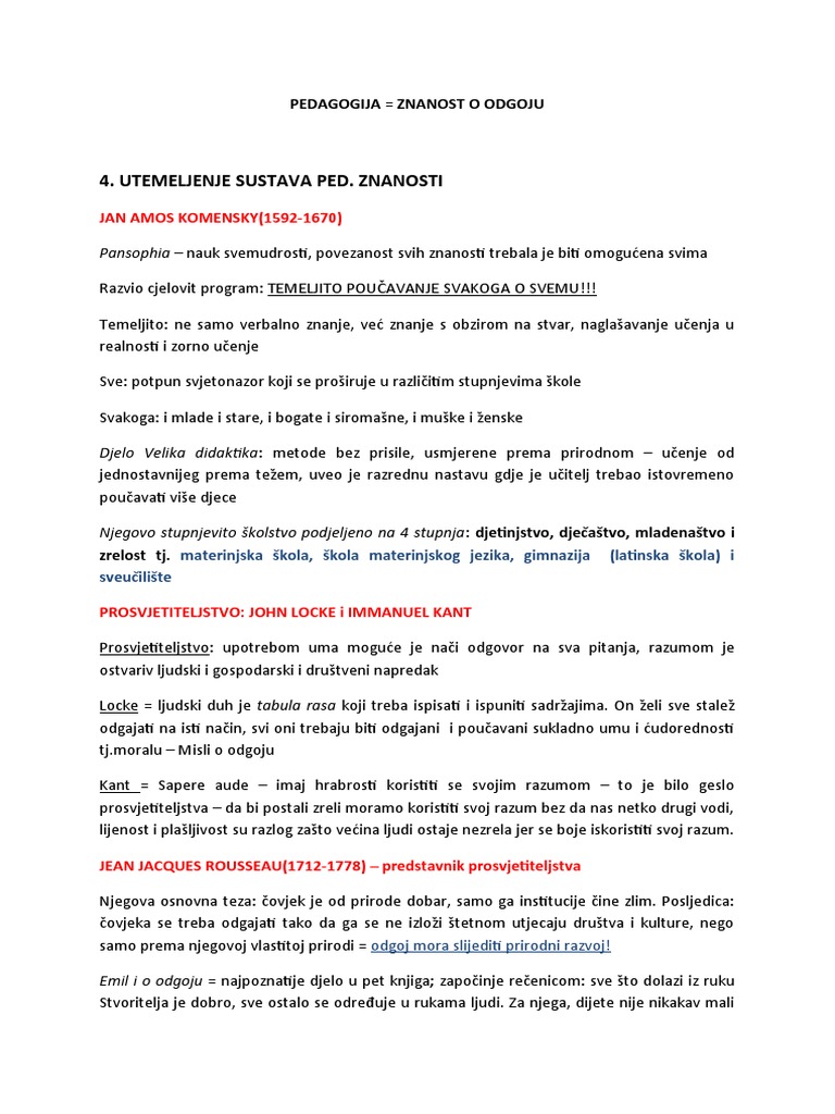 Osnove Pedagogije - Skripta | PDF