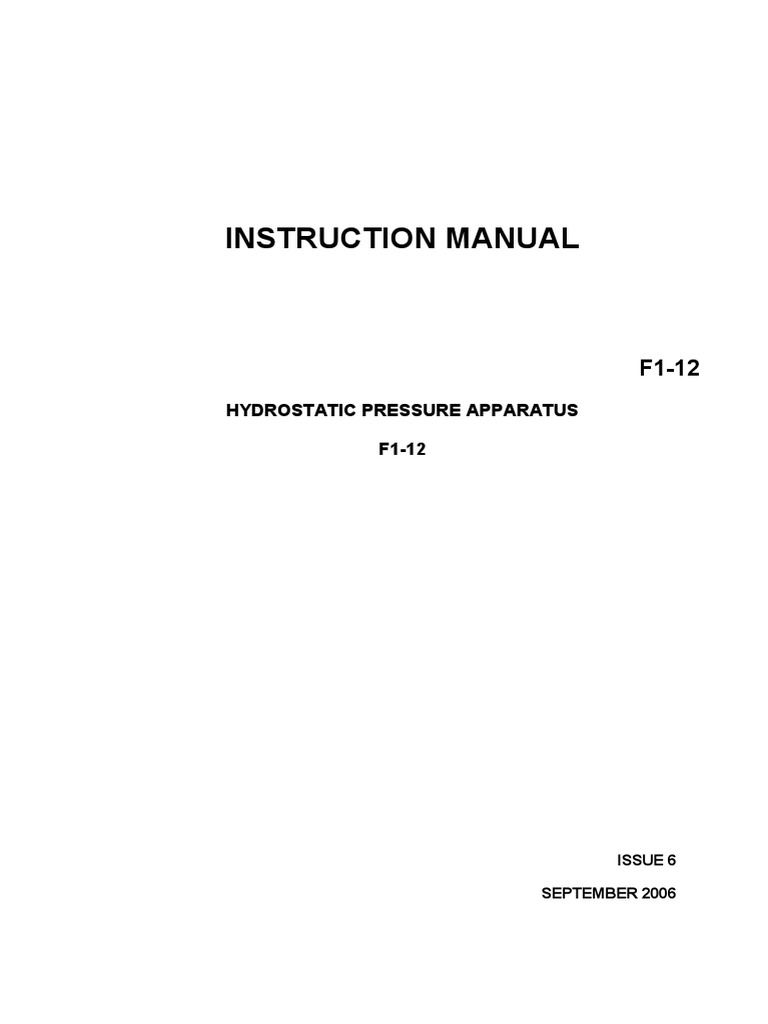F1-12 Hydrostatic Pressure Manual | PDF | Buoyancy | Weighing Scale