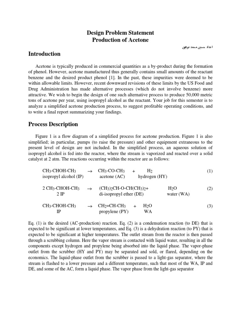 Optimize Acetone Production Process from Isopropyl Alcohol | PDF ...