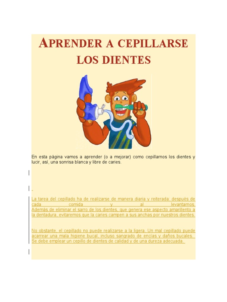 Aprender A Cepillarse Los Dientes | PDF | Cepillo de dientes | Higiene oral