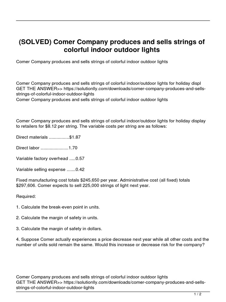 Comer Company Produces and Sells Strings of Colorful Indoor Outdoor ...