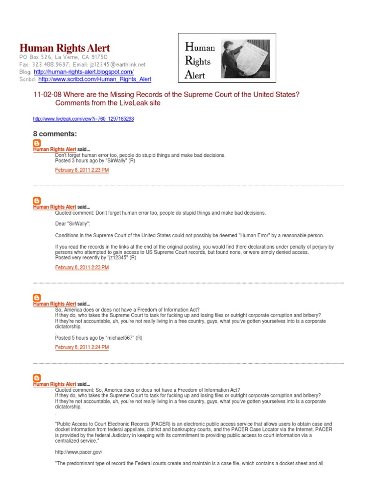 11-02-08 Where Are The Missing Records of The Supreme Court of The ...