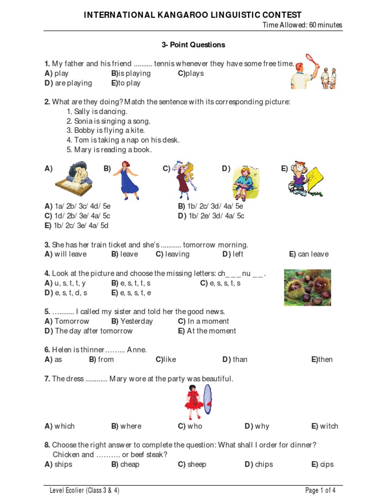 Analysis of an International Kangaroo Linguistic Contest for Elementary ...