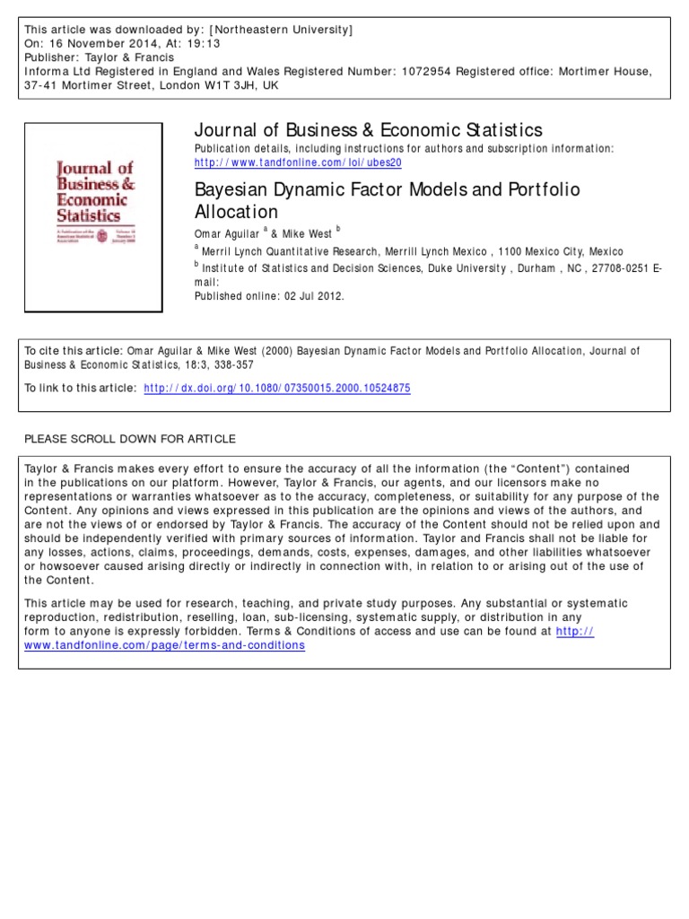 Bayesian Factor Models for Portfolio Allocation | PDF | Time Series | Matrix (Mathematics)