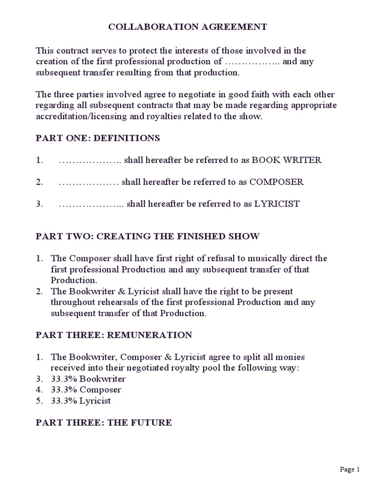 Artist Collaboration Agreement Template | PDF | Law