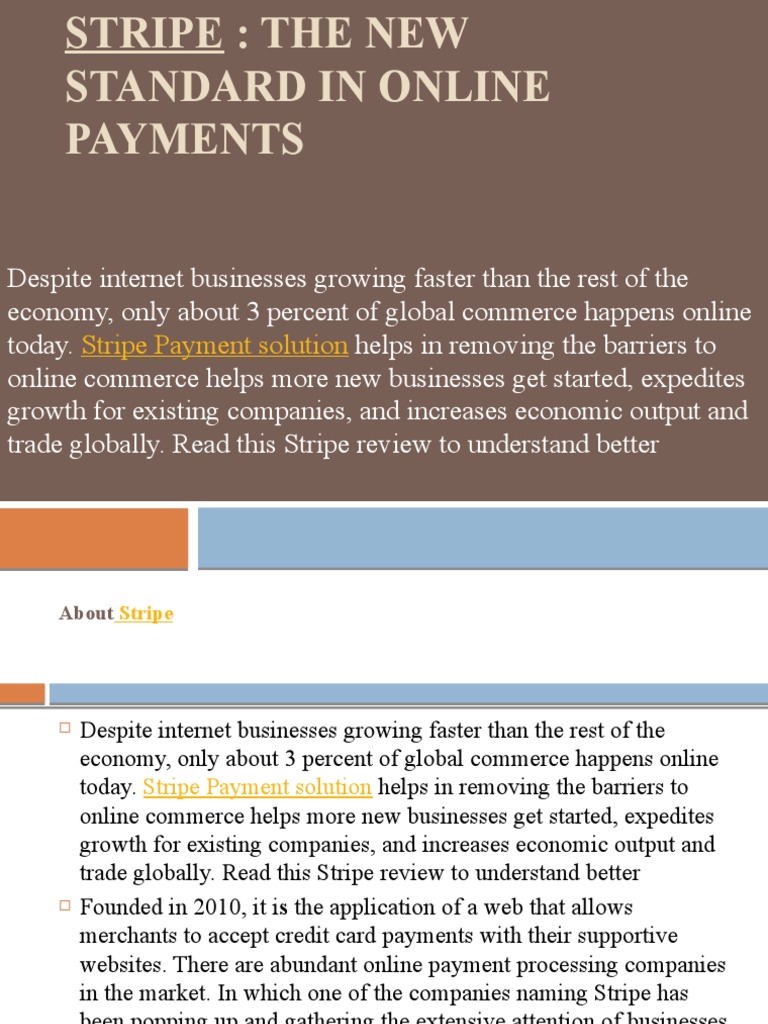 Stripe: The New Standard in Online Payments | PDF | Application ...