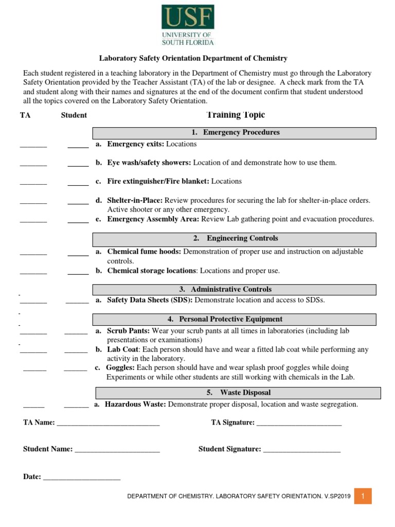 Basic Laboratory Safety Orientation Paper | PDF | Laboratories ...