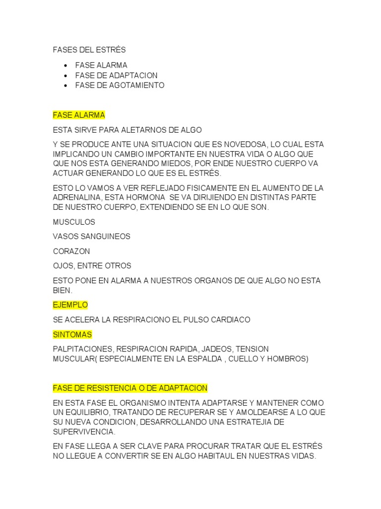 Fases Del Estrés | PDF | Salud y bienestar