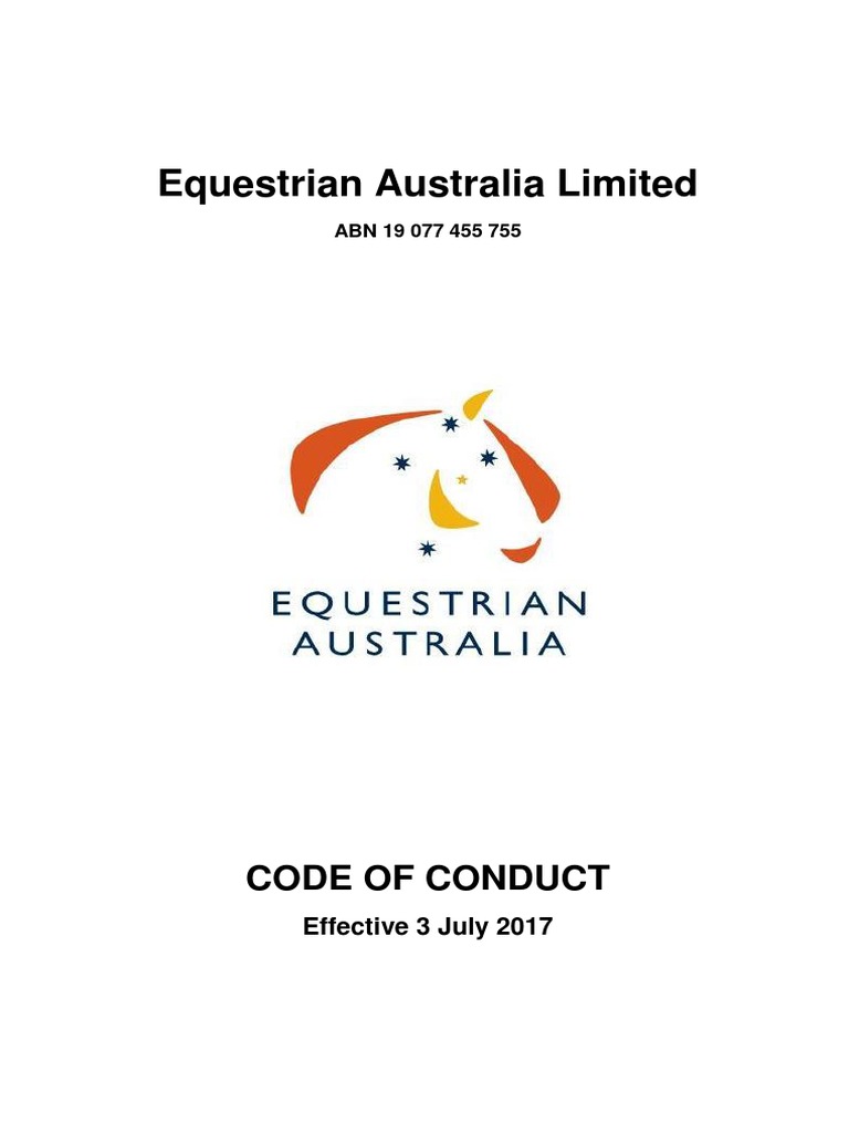 Equestrian Australia Limited: Code of Conduct | PDF | Sports | Safety