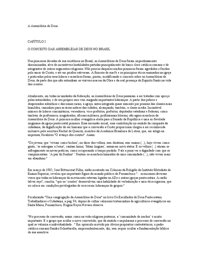 A Assembléia de Deus | PDF | Pentecostalismo | Oração
