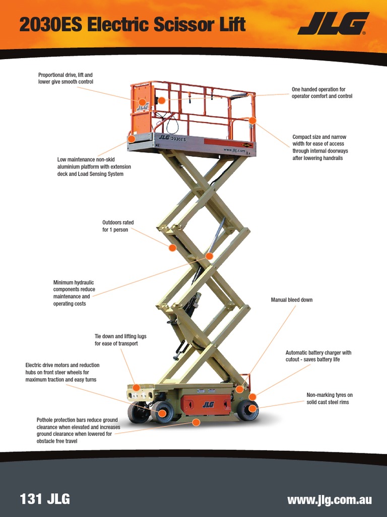 2030ES Scissor Lift Flyer | PDF | Elevator | Battery Charger