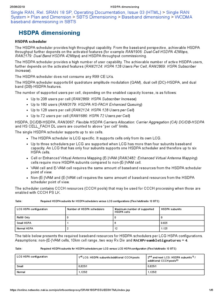 SRAN18 - HSDPA Dimensioning | PDF | High Speed Packet Access | Telecommunications Equipment