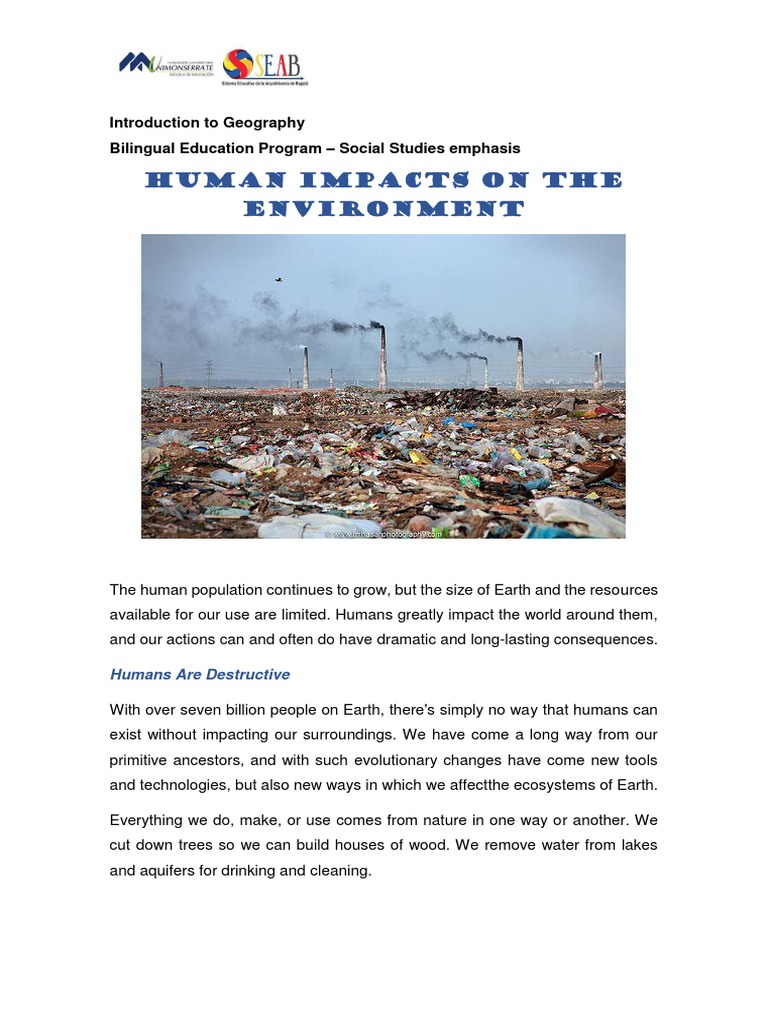 Human Impact on Earth's Ecosystems | PDF | Habitat | Greenhouse Gas
