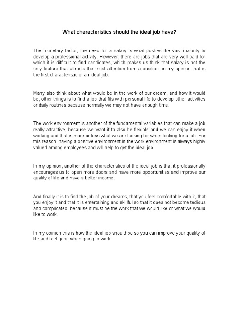 Characteristics of the Ideal Job | PDF
