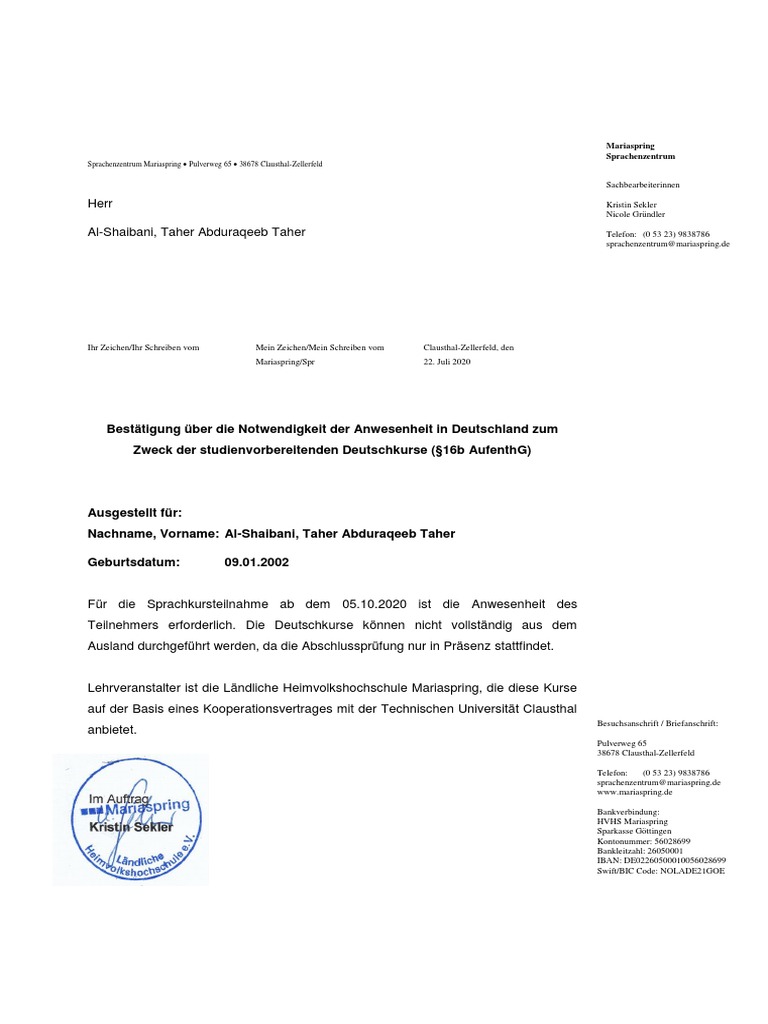 Presence Letter PDF | PDF