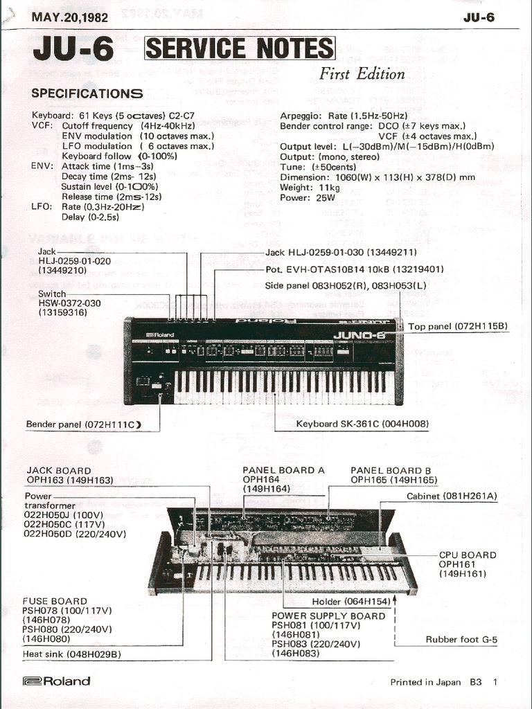 Roland Juno 6 Schematic | PDF
