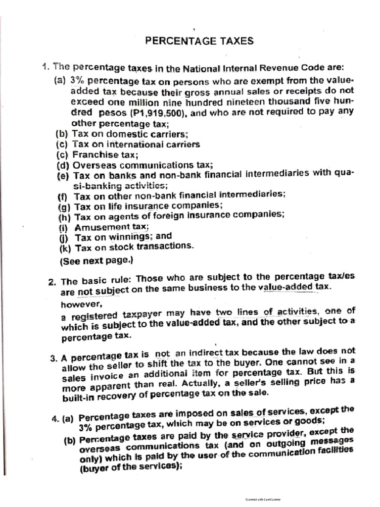 Percentage Taxes | PDF