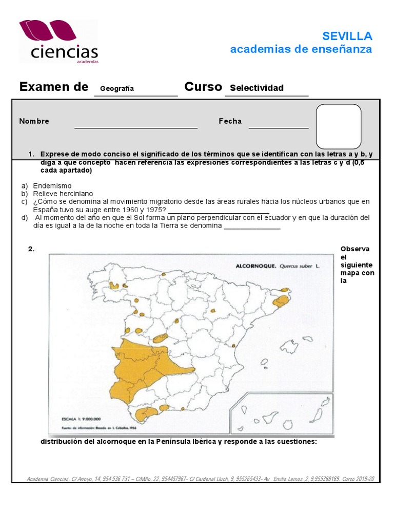 Examen Geo Enero Sele | PDF | Science | Ciencia y Tecnología