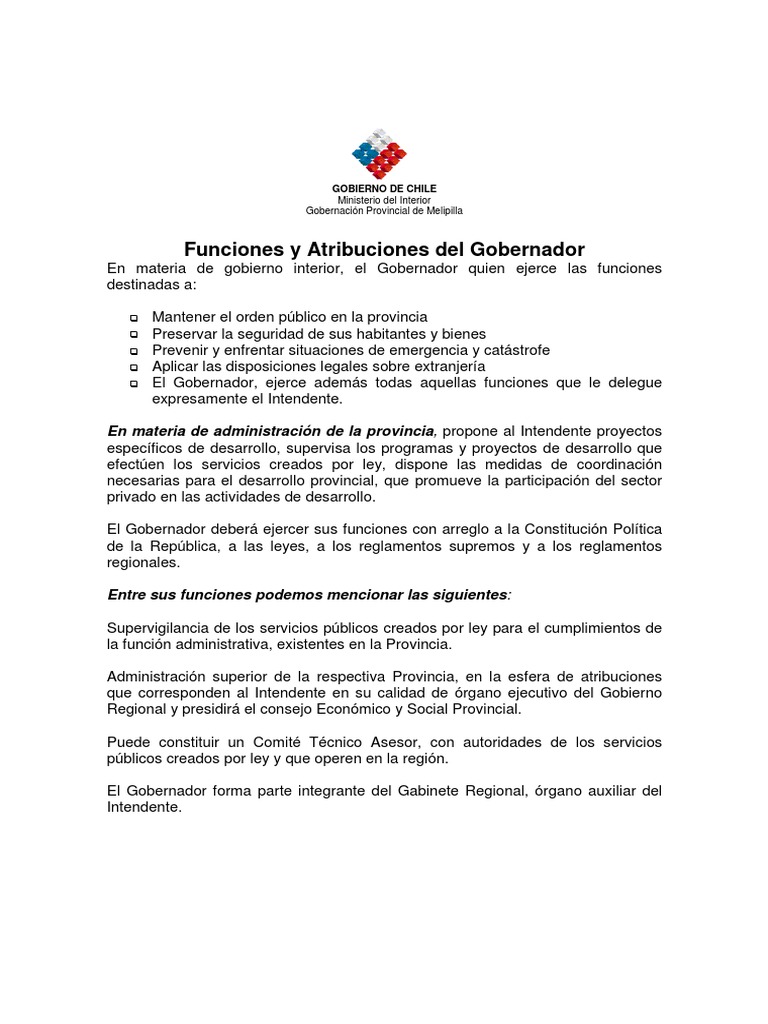 Funciones Gobernador Pdf Política Información Del Gobierno