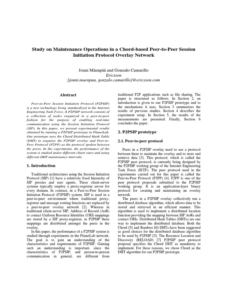 CHORD Maintenance | PDF | Peer To Peer | Session Initiation Protocol