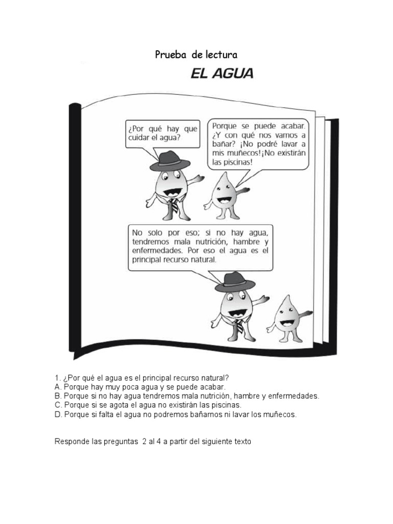 Comprensión Lectora sobre el Agua para Niños | PDF | Agua