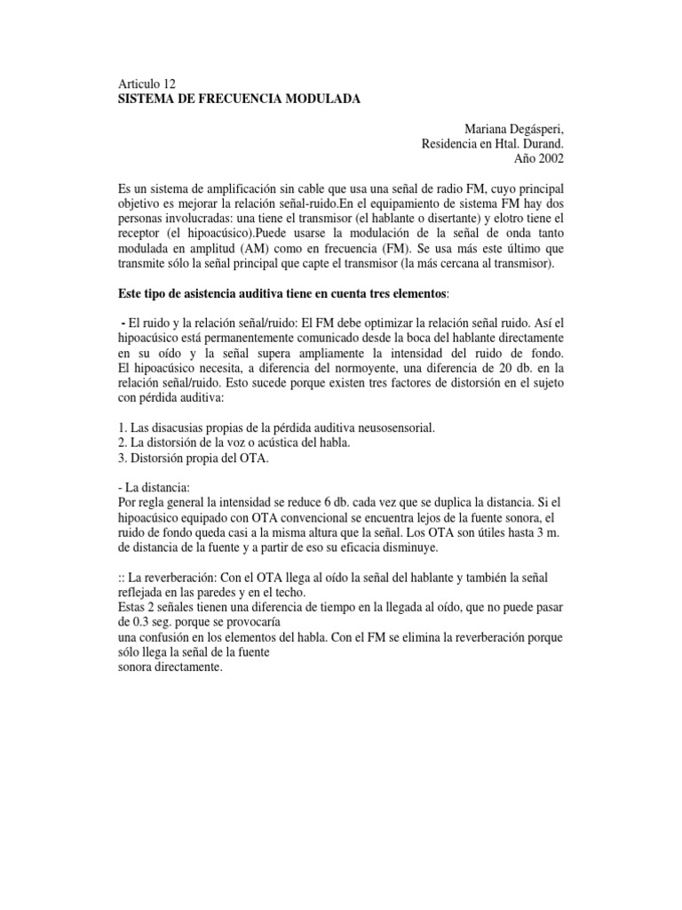 Sistema de Frecuencia Modulada: Una Solución para Mejorar la ...