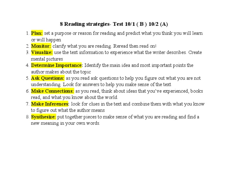 8 Essential Reading Strategies | PDF