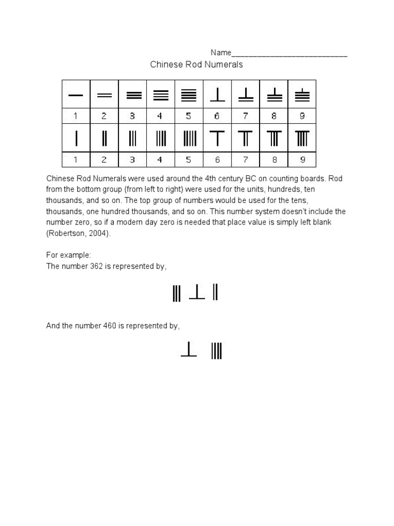 Chinese Rod Numerals Worksheet 1 | PDF | Numbers | Lexicology