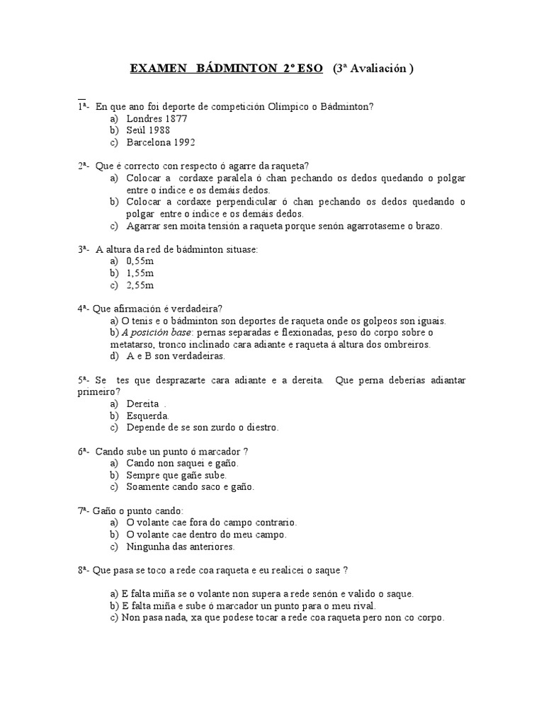 Test Badminton | PDF