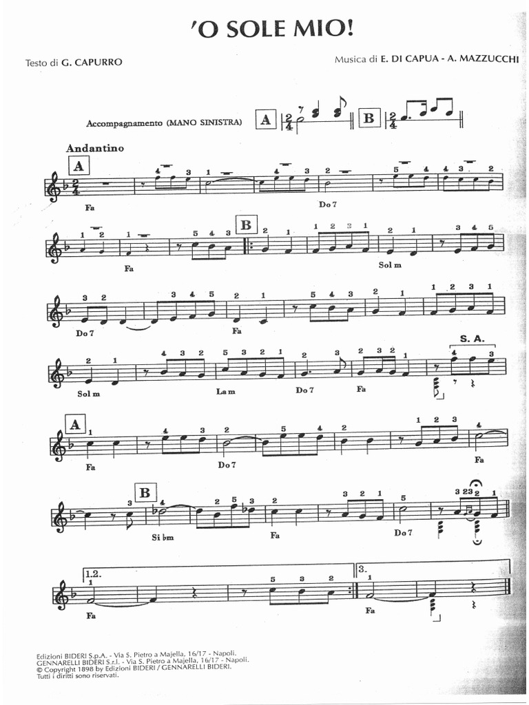 'O Sole Mio | PDF