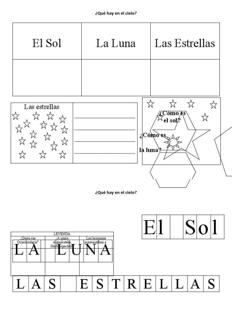 Recortable LapBook El Sol, La Luna y Las Estrellas | PDF