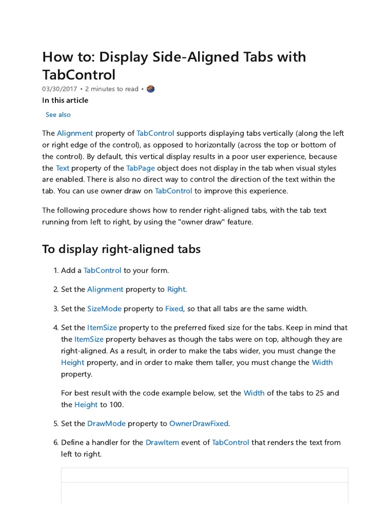 Side-Aligned Tabs in WinForms TabControl | PDF | Microsoft Windows ...