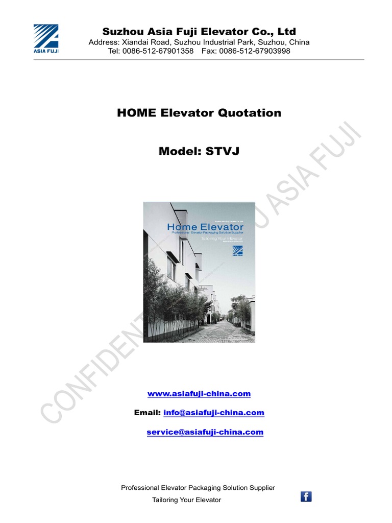 HOME Elevator Quotation Model: STVJ: Suzhou Asia Fuji Elevator Co., LTD ...