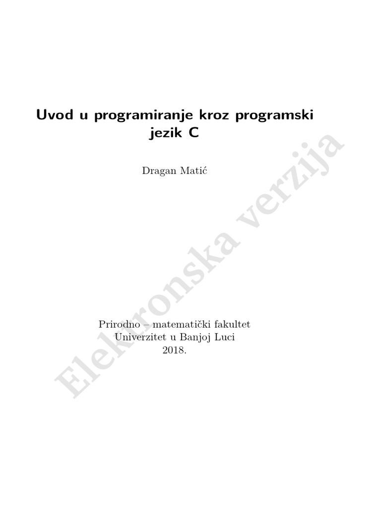 Uvod U Programiranje-Dragan Matic | PDF