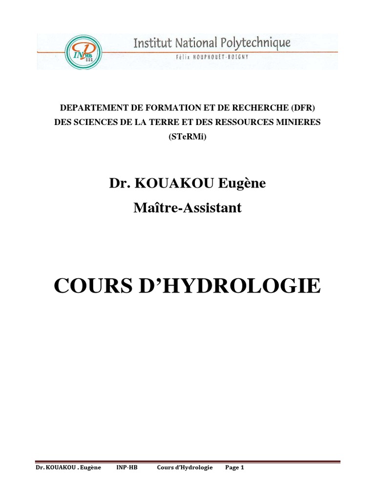 Cours Hydrologie - IC1 - 2016 - 2017 | PDF | Nuage | Précipitation