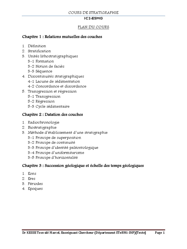 Cours de Stratigraphie et Sédimentologie | PDF | Stratigraphie ...