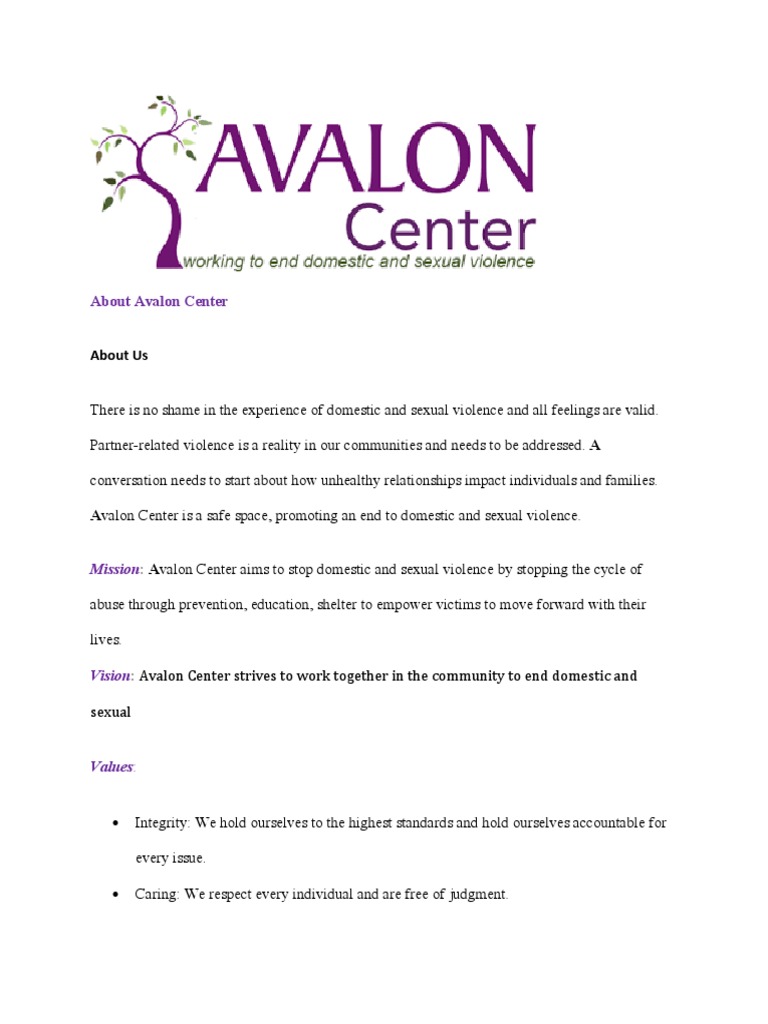 Avalon Center: Ending Domestic Violence | PDF | Violence | Domestic ...