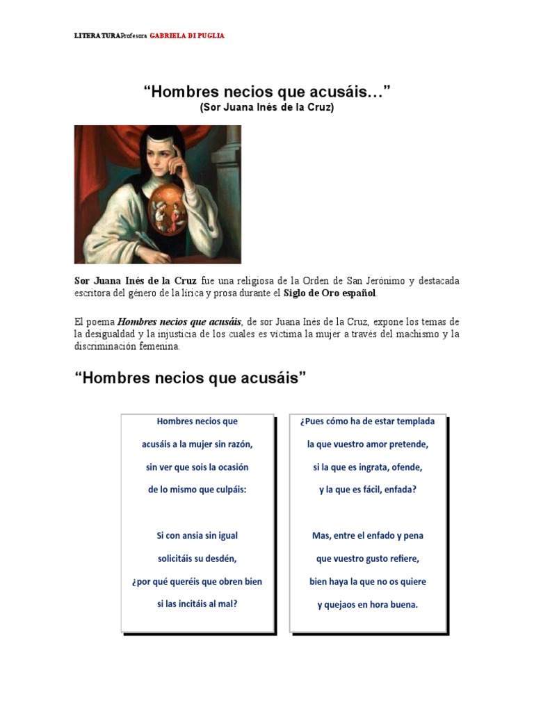 Hombres Necios Que Acusáis | PDF | Poesía | Musa