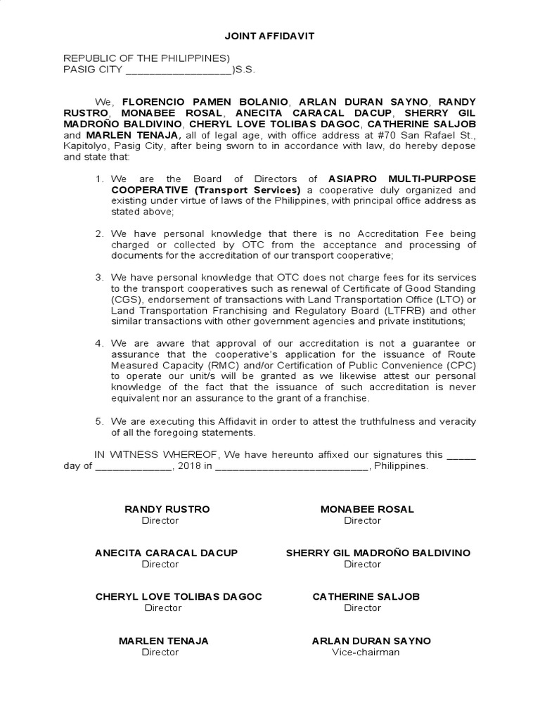 Joint Affidavit | PDF | Social Institutions | Social Science