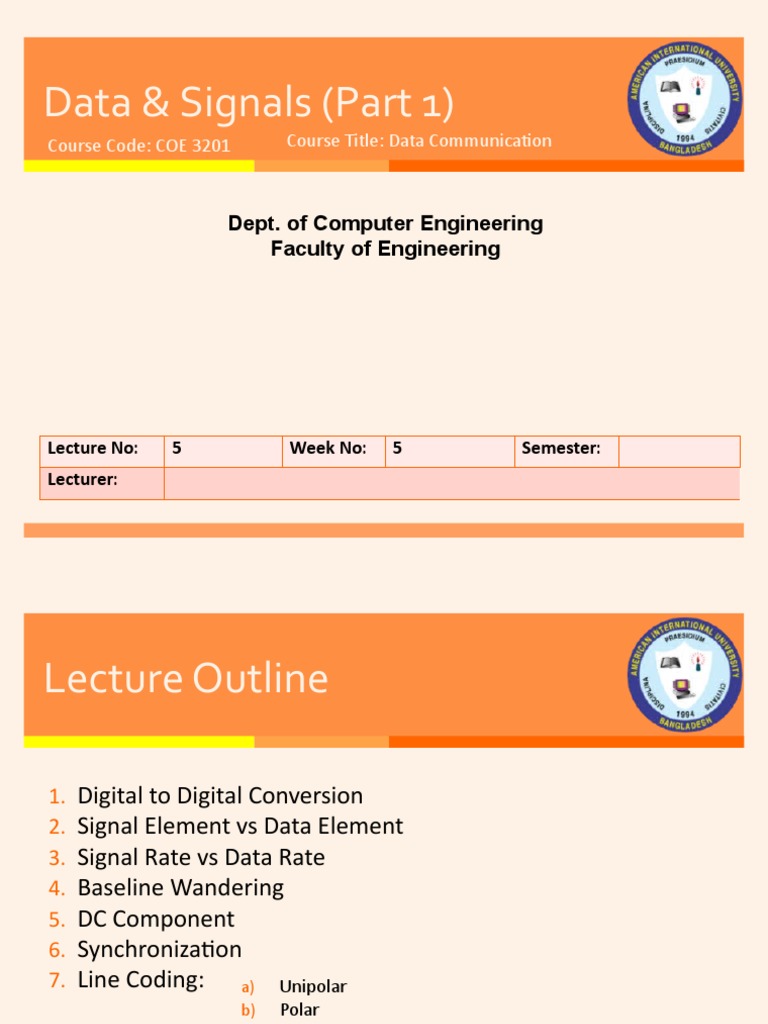 Data & Signals (Part 1) : Dept. of Computer Engineering Faculty of ...