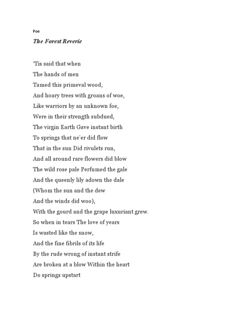 The Forest Reverie & A Valentine Poems by Poe | PDF