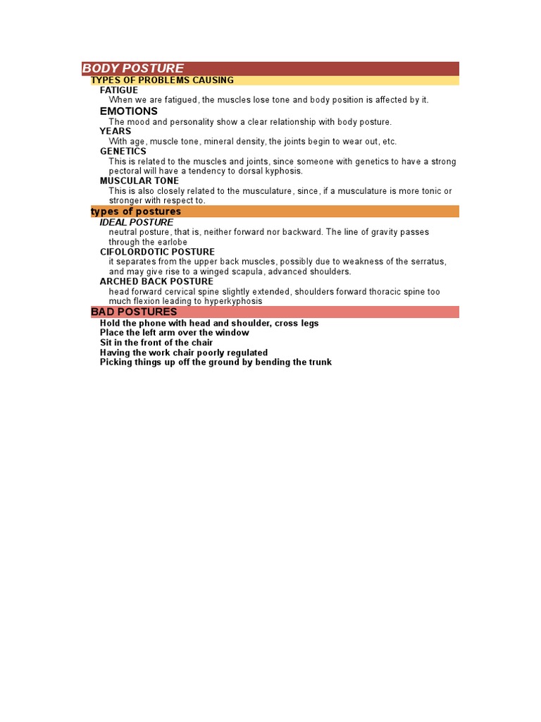 Body Posture: Emotions | PDF