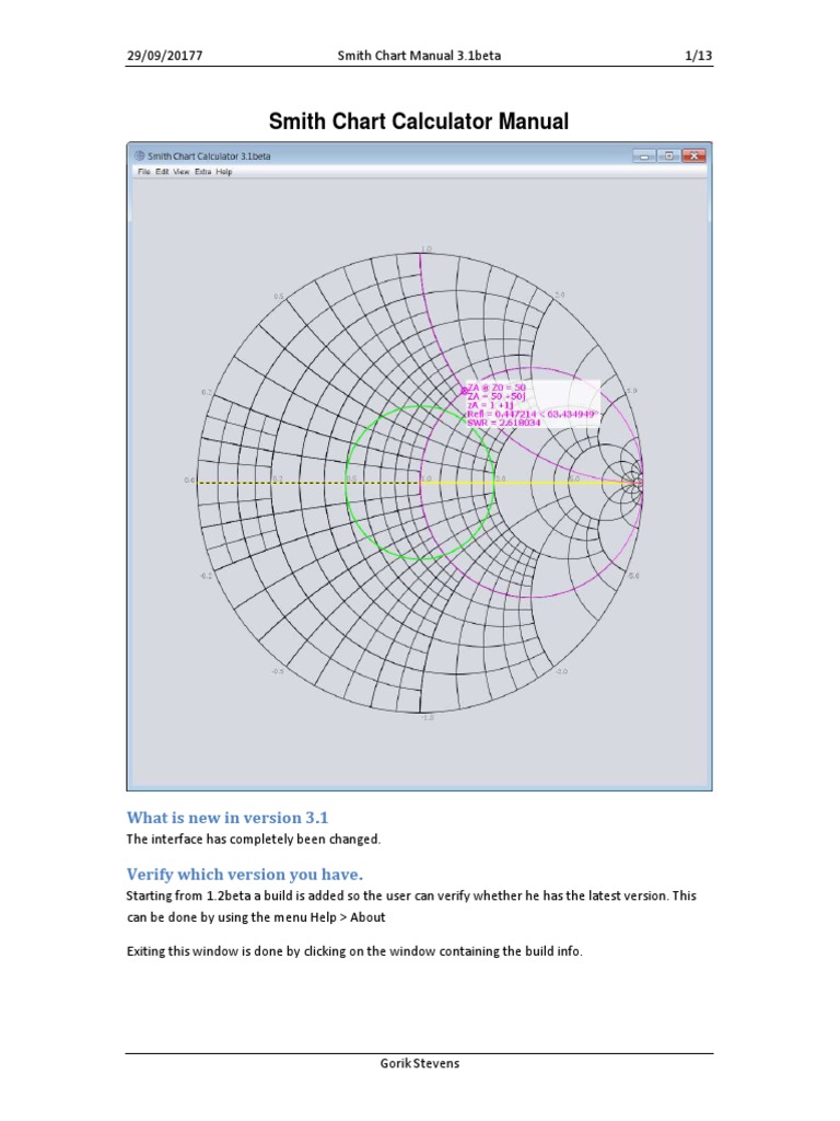 Smith Chart Calculator Manual: What Is New in Version 3.1 | Download ...