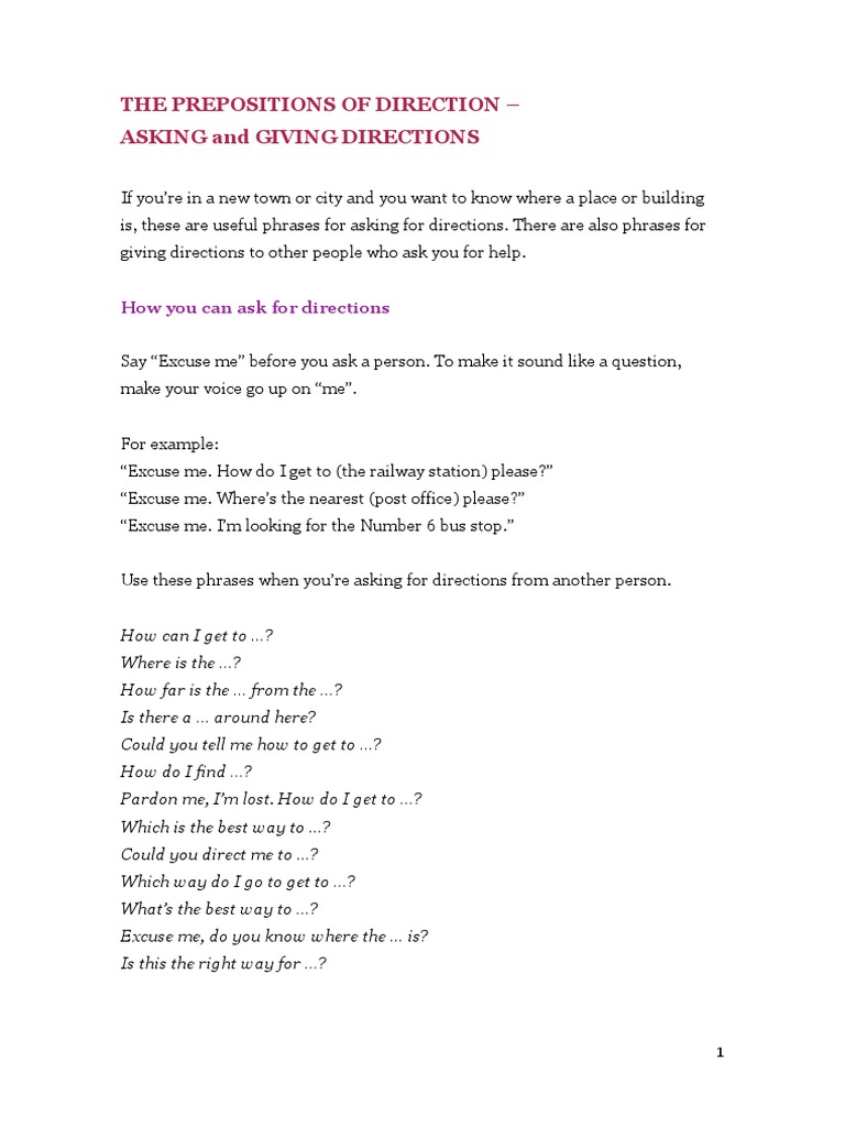 Asking and Giving Directions | PDF | Road Infrastructure | Road Transport