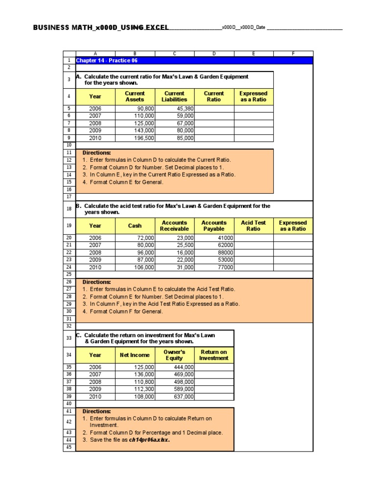 Business Math Ratios in Excel | PDF | Financial Ratio | Investing