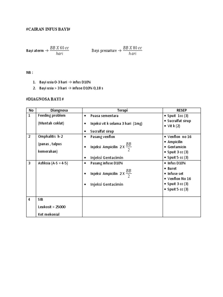 Panduan Infus dan Terapi Bayi | PDF