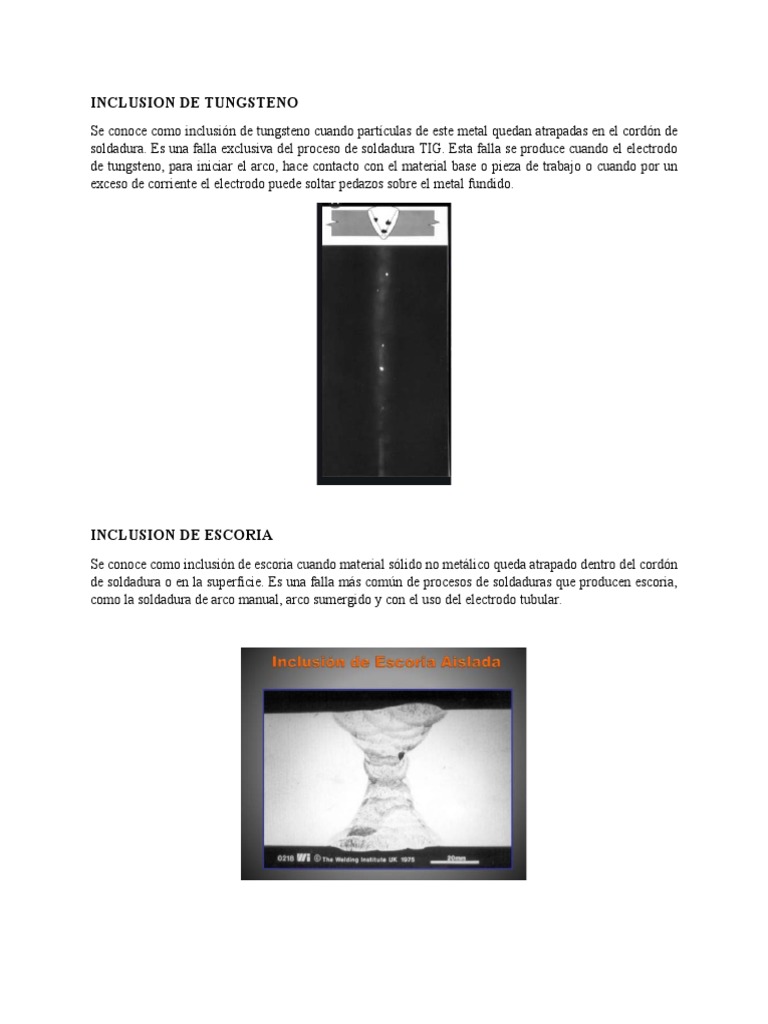 Inclusiones en Soldaduras | PDF